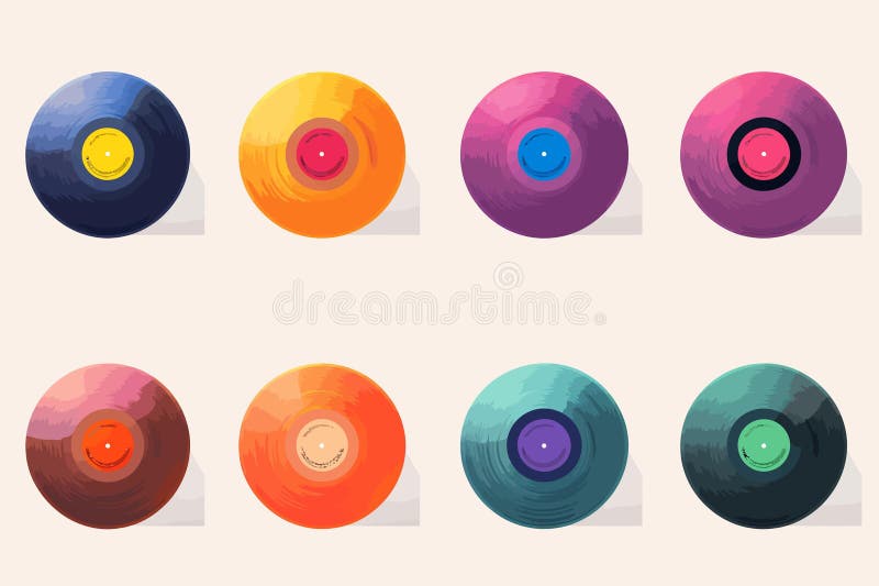 Various Color Vinyl Records Set Vector Flat Isolated Vector Style ...