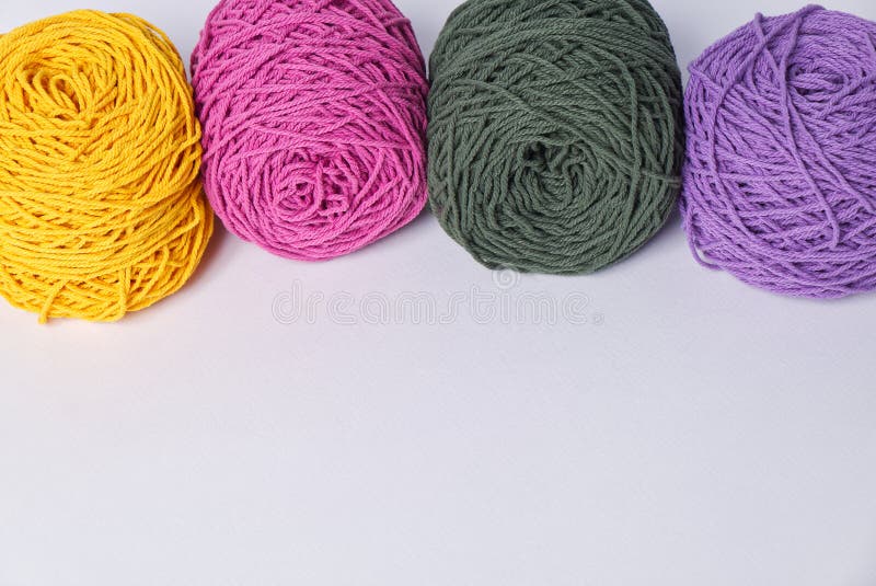Various Color Yarn Balls with Knitting Handcraft ISolated on White ...