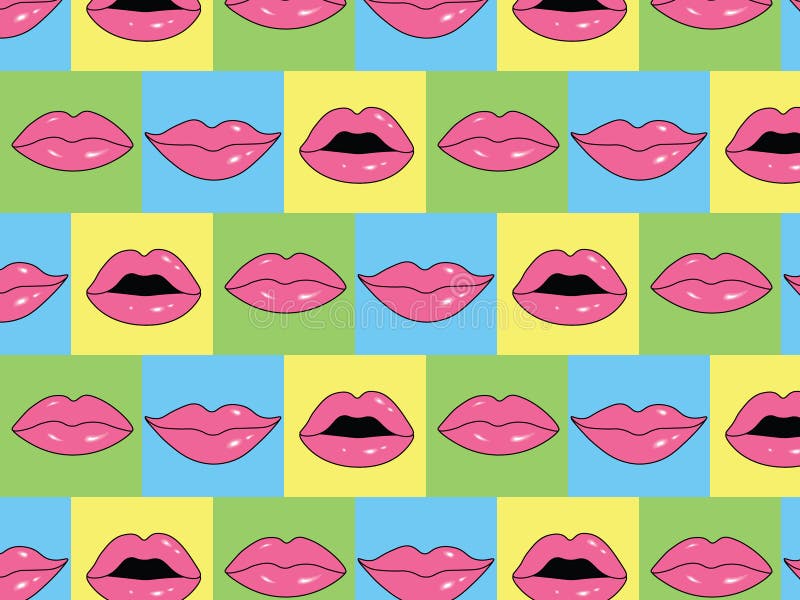 Various Colored Bright Lips Pattern Background Stock Vector ...