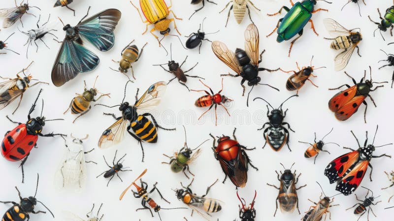 Various Colored Bugs Crawling on White Surface Stock Photo - Image of ...