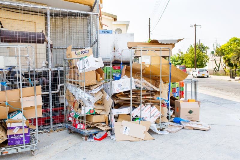 Various Colored Cardboard Boxes Stored for Recycling Editorial Stock ...