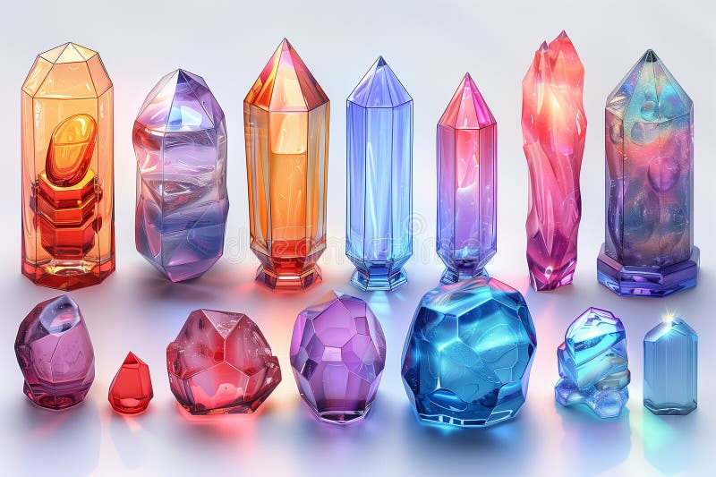 Various Colored Crystals Arranged Together Stock Image - Image of ...
