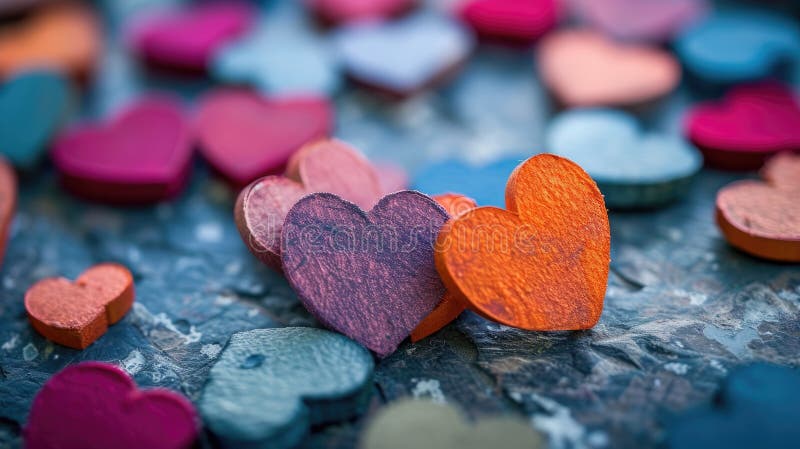 Various Colored Hearts Spread on a Table, Forming a Picturesque and ...