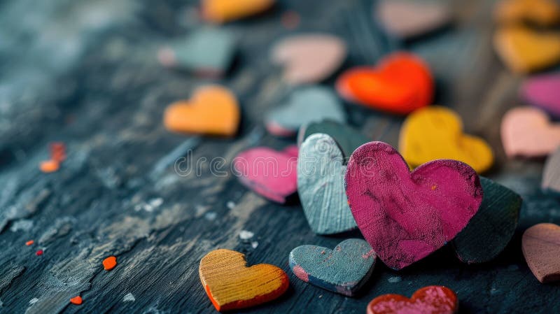 Various Colored Hearts Spread on a Table, Forming a Picturesque and ...