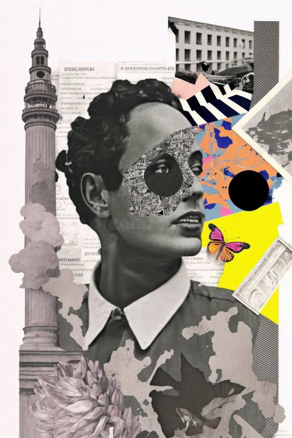 Various Colored Objects on the Face Black and White Portrait and ...