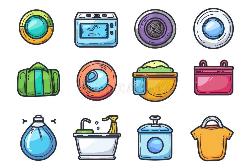 Various Colored Objects on a Plain White Background, Suitable for a ...