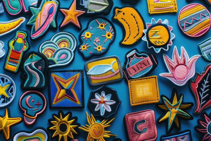 Various Colored Patches on a Blue Background. Suitable for Graphic ...