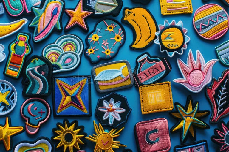 Various Colored Patches on a Blue Background. Suitable for Graphic ...