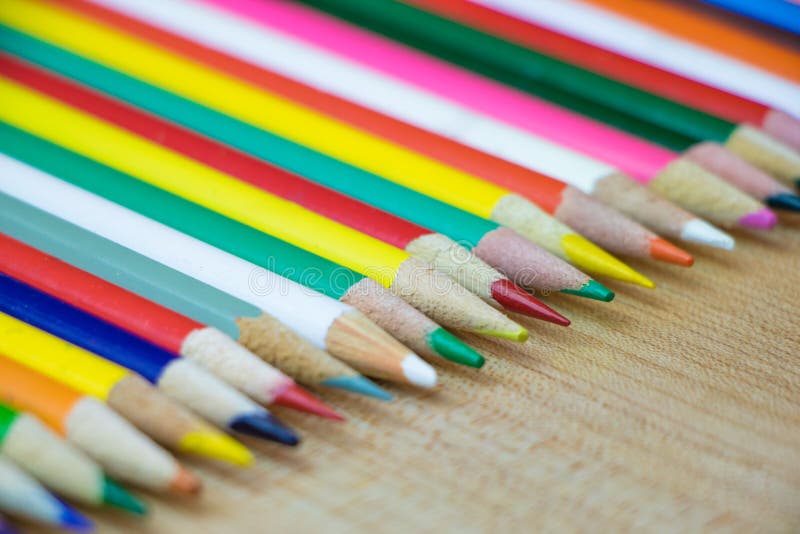 Various Colored Pencils in Row Stock Photo - Image of draw, drawing ...