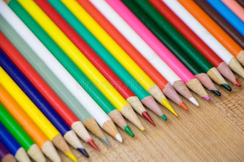 Various Colored Pencils in Row Stock Image - Image of drawing, colorful ...