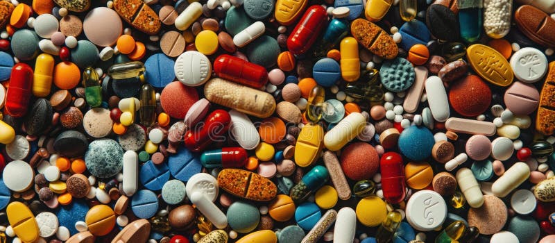 Assorted Colored Medication Pills and Tablets on Table Stock Image ...