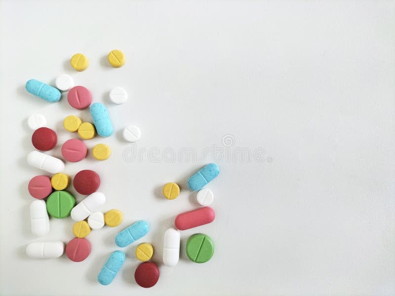 Assortment Medication Tablets Capsules White Surface Isolated ...