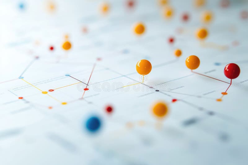 Colorful Push Pins on Abstract Network Diagram Showing Connection ...