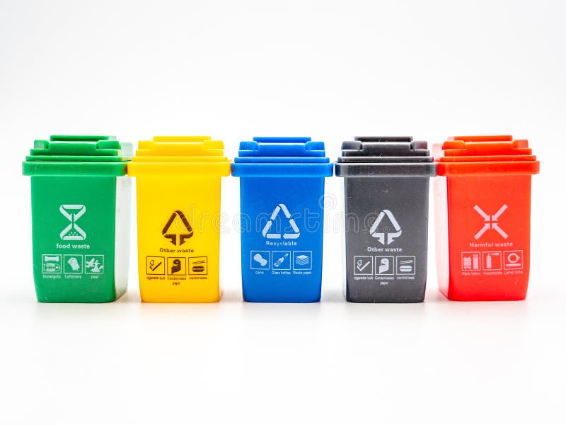 Various Colored Recycle Bins for Different Type of Trash Versus ...
