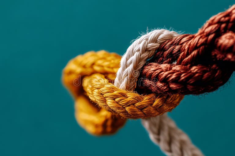 Various Colored Ropes Tied Together Creating a Strong Bond and ...