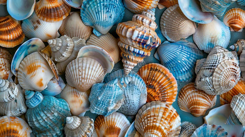 Various Colored Seashells Arranged Together Stock Illustration ...