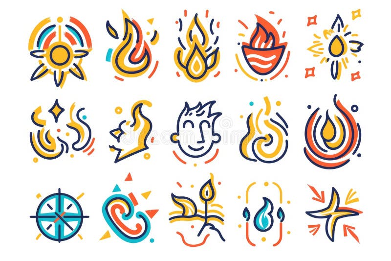 Various Colored Symbols on a Plain White Background. Suitable for ...