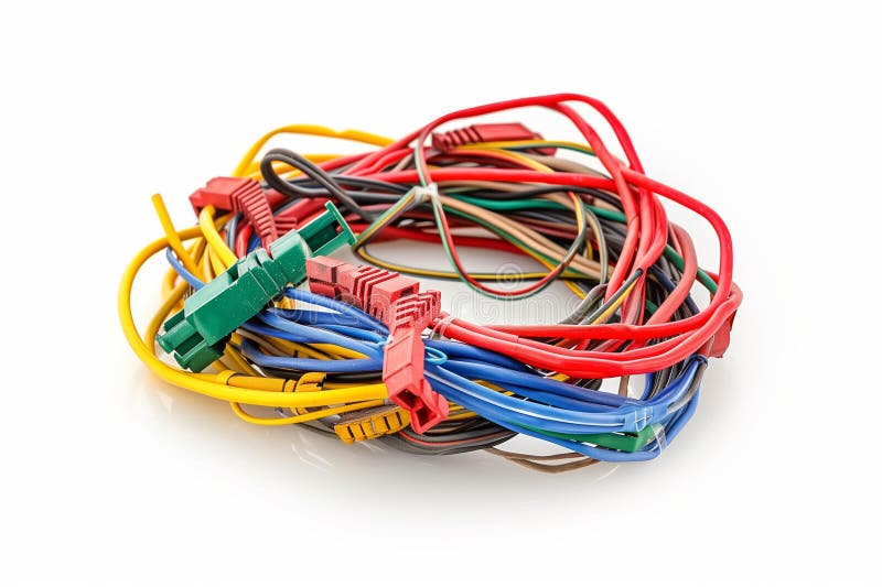 Assortment of Colored Wires on White Background Stock Photo - Image of ...