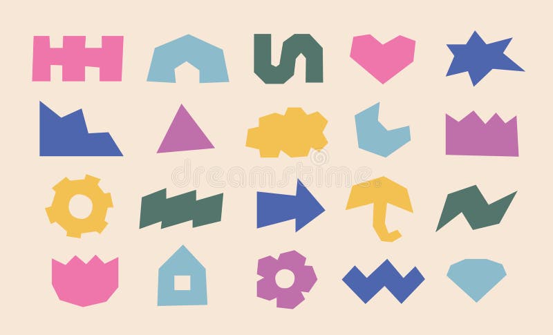 Various Colorful Abstract Flat Y2k Geometric Figures, Shapes. Groovy ...