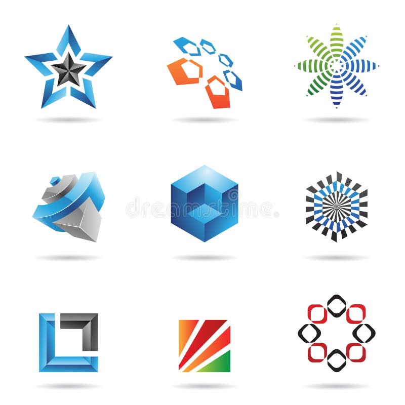 Various Colorful Abstract Icons, Set 2 Stock Vector - Illustration of ...