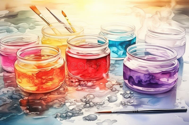 Various Colorful Cans of Paint for Creativity Stock Photo - Image of ...