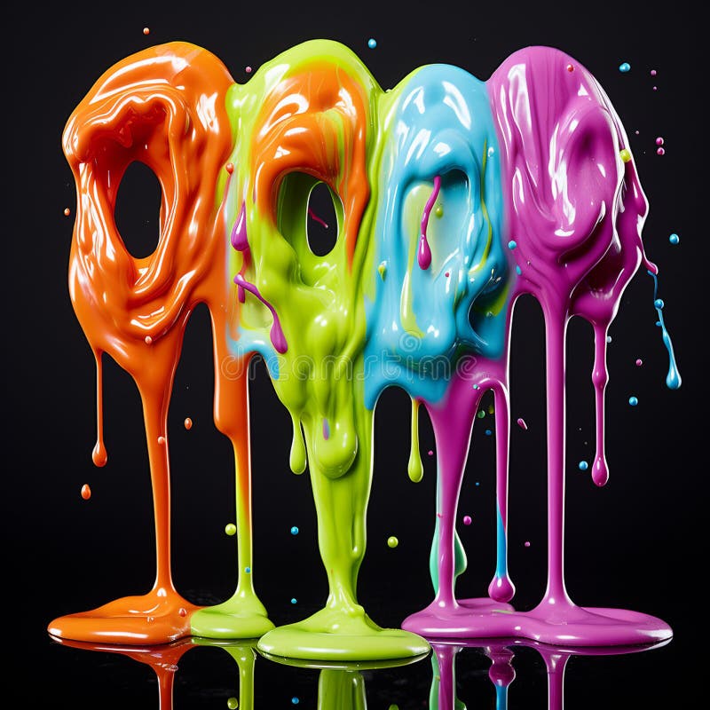 Various Colorful Dripped Slime, Forming Creative Shapes, Patterns, or ...