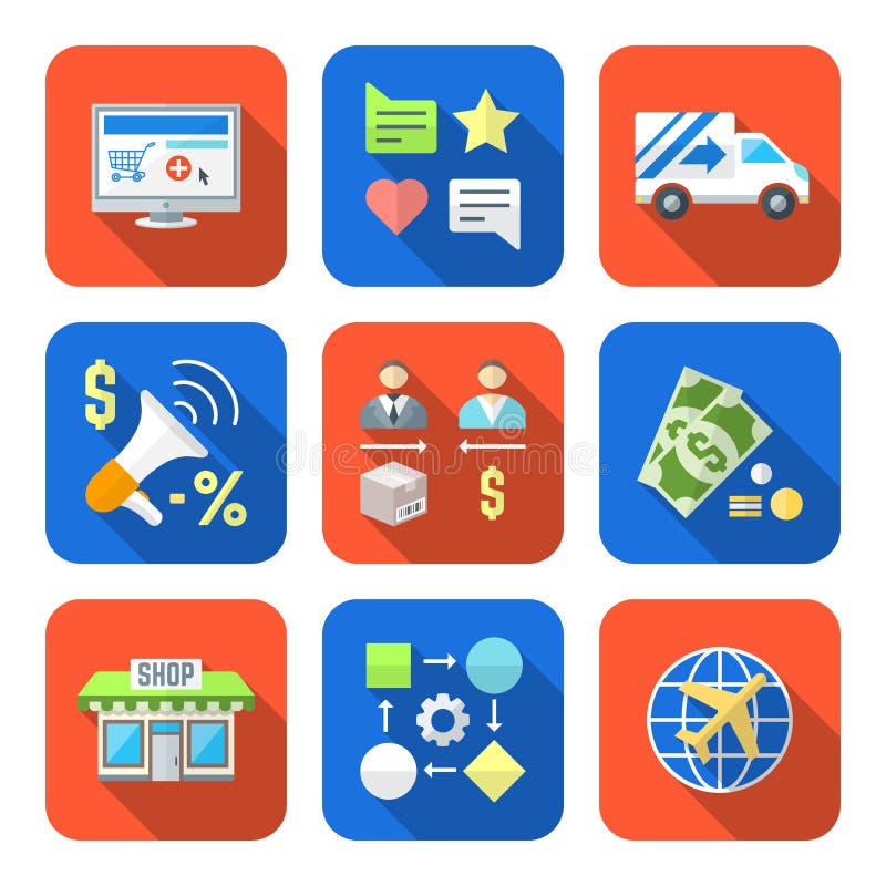 Various Colorful Flat Style Business Distribution Marketing Proc Stock ...
