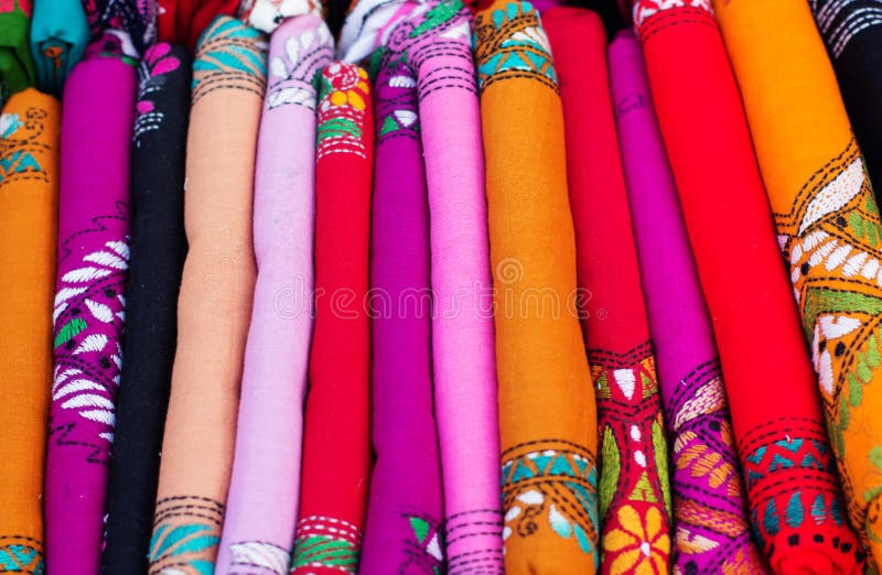 Various of Colorful Indian Fabrics in Market Stock Image - Image of ...