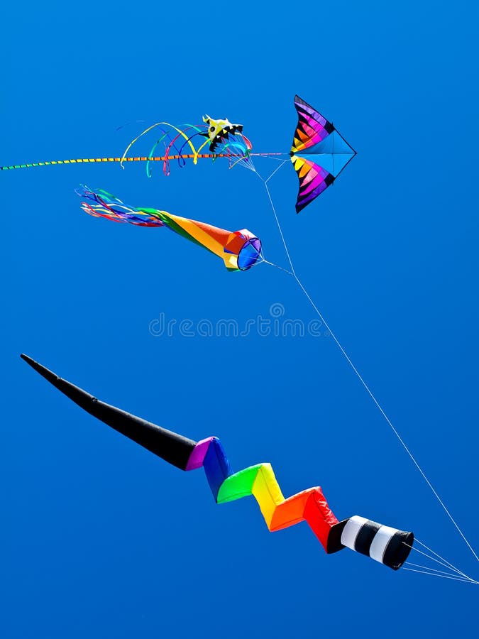 Various Colorful Kites Flying Stock Photo - Image of space, childhood ...