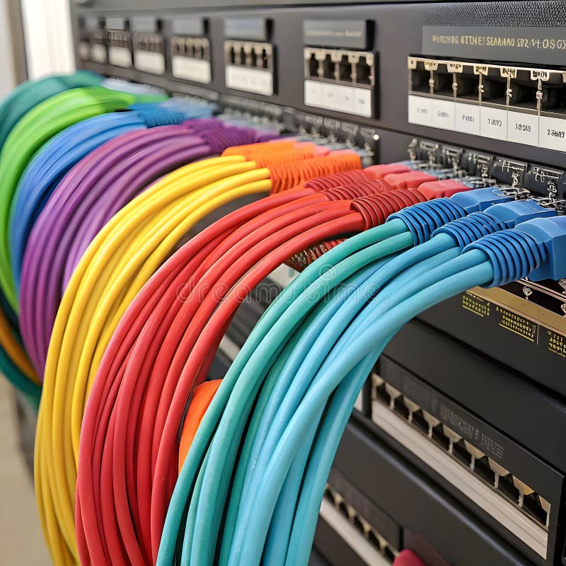 Various Colorful Network LAN Cables Represent Different Data ...