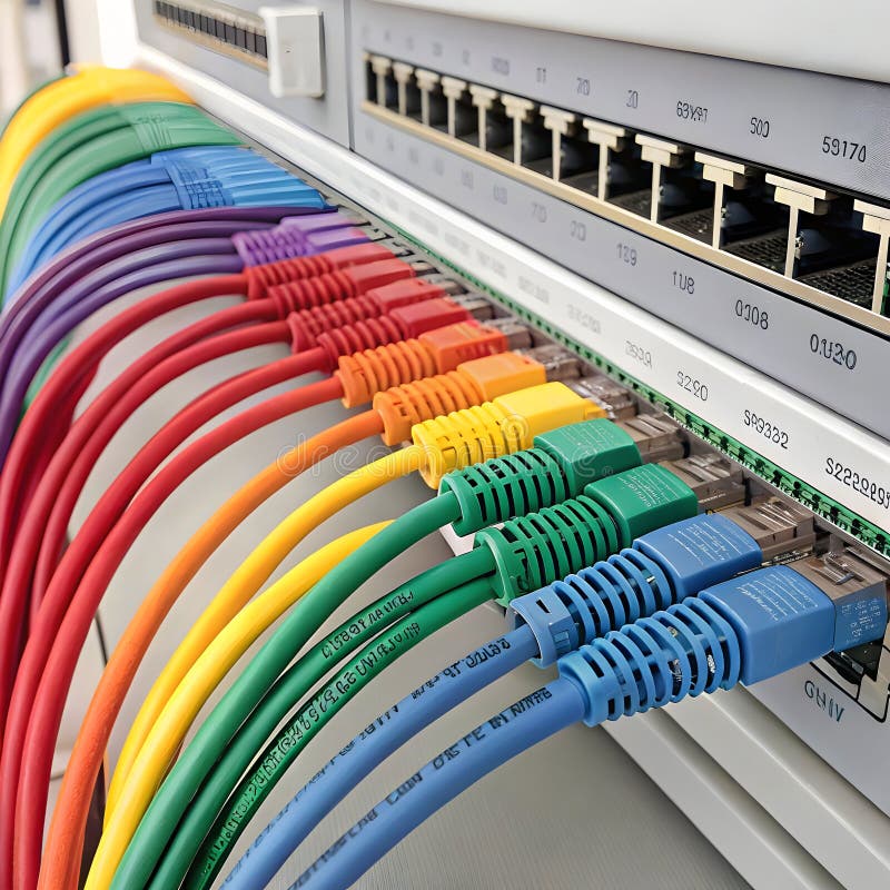 Various Colorful Network LAN Cables Represent Different Data ...