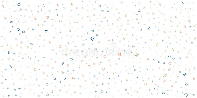 Various Colorful Random Randomly Placed, Sized and Oriented Letters ...