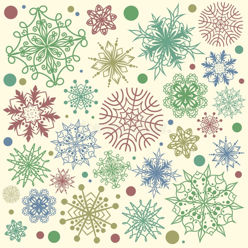 Various and Colorful Shapes of Snowflakes with Different Forms Stock ...