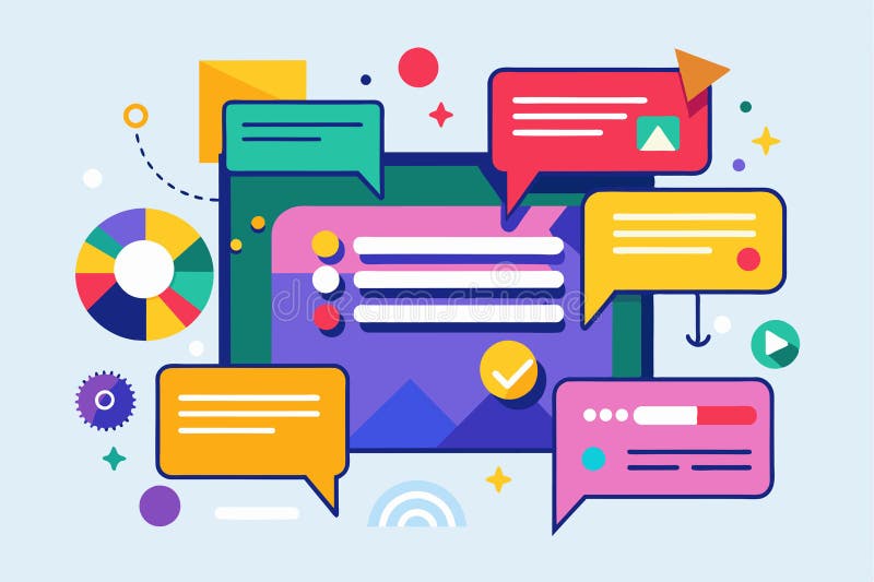 Various Colorful Speech Bubbles and Icons Illustrate Customizable ...