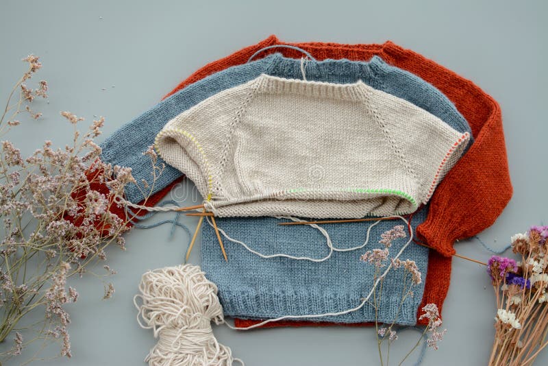 Various Colors and Sizes Handmade Baby Sweaters, Two Items Done and One ...