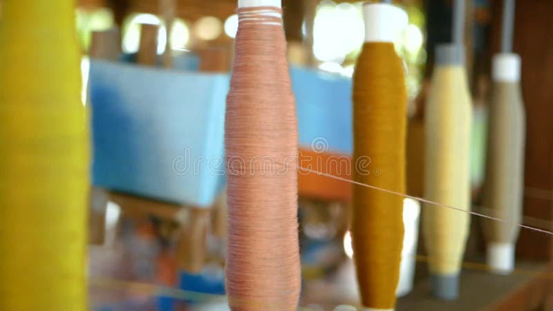 Various Colors of Hand-reeled Raw Thai Silk Threads into Rolls. the ...