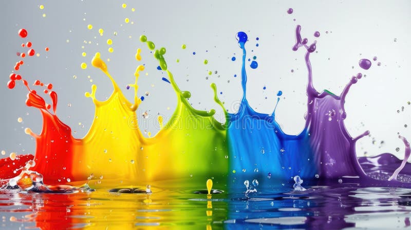 Various Colors of Paint Splashing and Blending in Water, Creating a ...