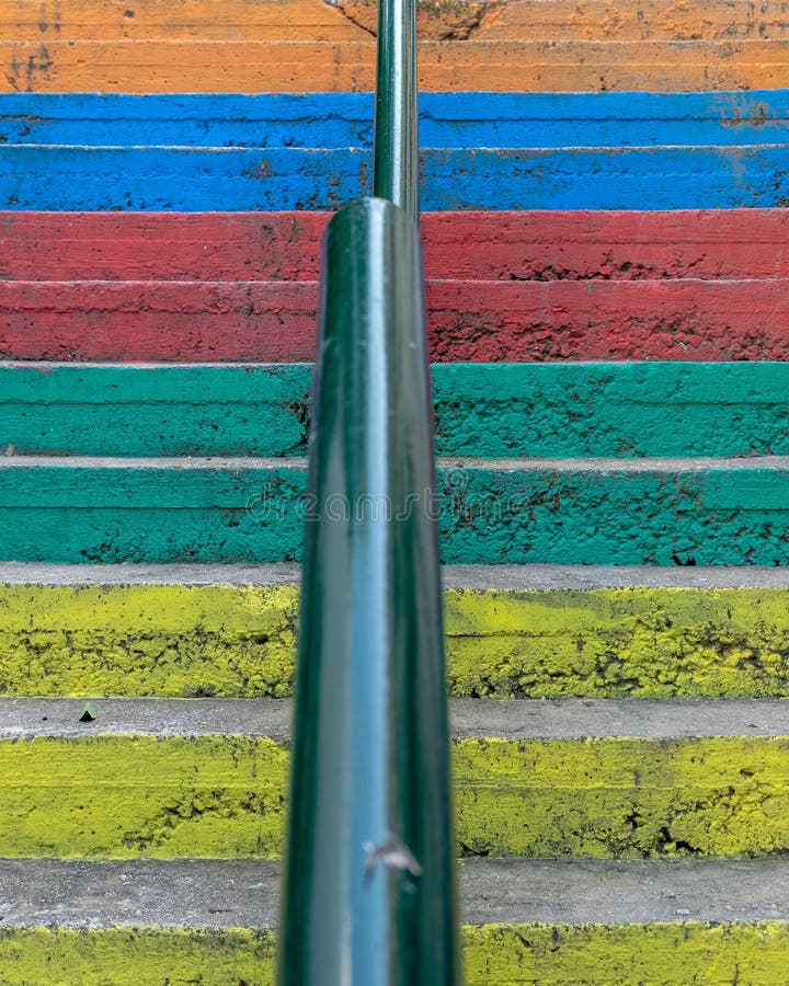 Various Colors Painted Concrete Stairs Pattern. Stock Image - Image of ...