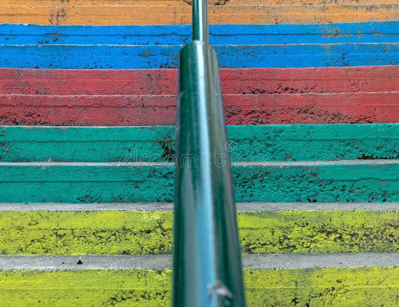 Various Colors Painted Concrete Stairs Pattern. Stock Image - Image of ...
