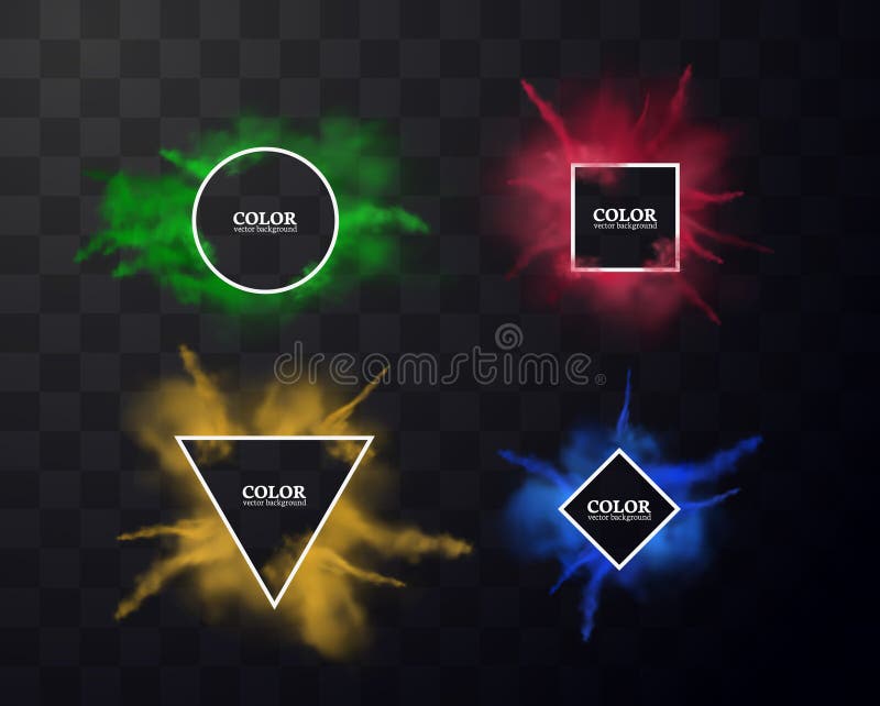 Various Colors Powder Explosion with Different Forms Label, Paint ...