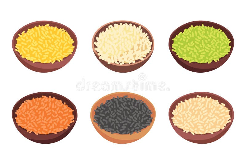 Various Colors of Rice in a Bowl and Plate, Different Types of Rice ...