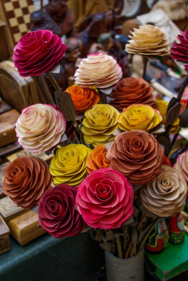 Various Colors of Roses Made of Wood Stock Photo - Image of roses ...