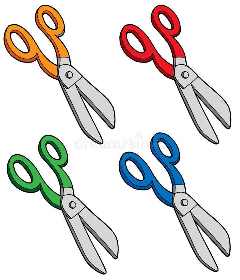 Various colors scissors stock vector. Illustration of objects - 7588149