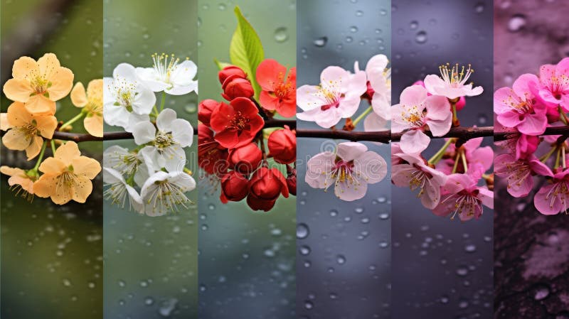 Various Colors or Seasons of the Same Flower Collection. Generative Ai ...