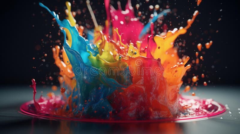 3d Render of Various Colors Splashing Generative Ai Stock Illustration ...