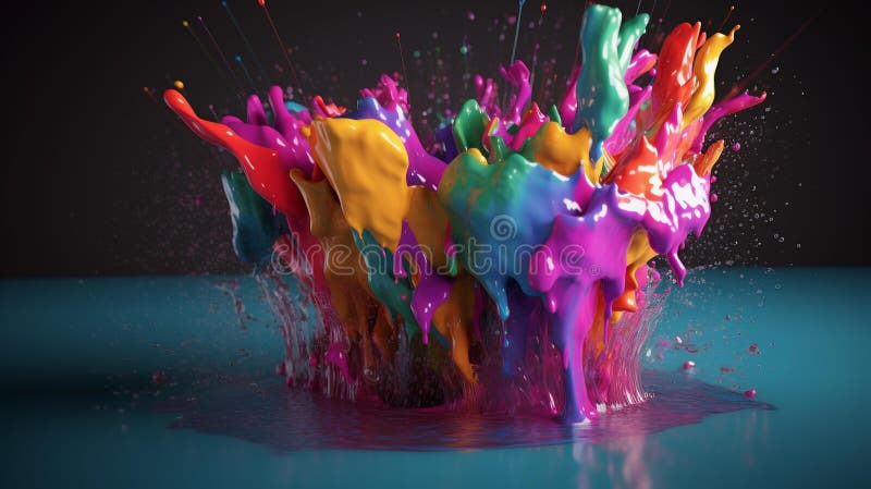 3d Render of Various Colors Splashing Generative Ai Stock Illustration ...