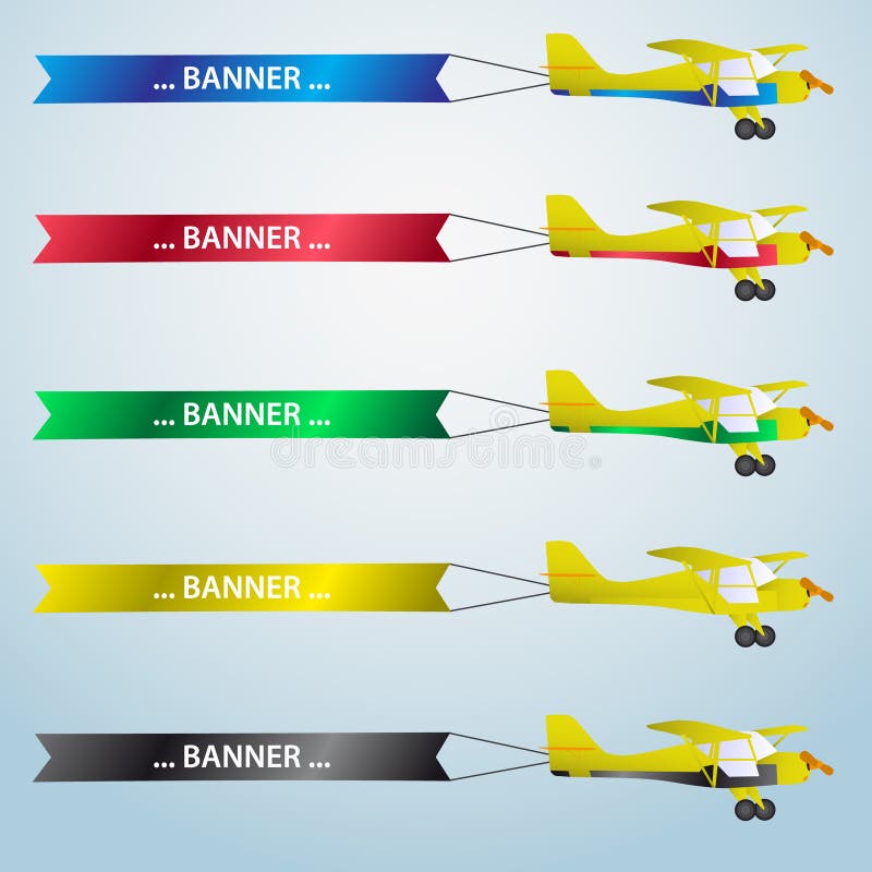 Various Colors Vector Small Airplane with Banner Stock Vector ...