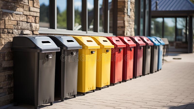 Various Colors of Waste Separation Bins Stock Illustration ...
