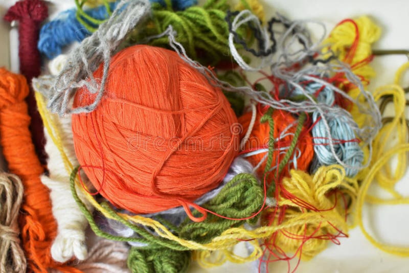 Various Colors of Yarns of Wool Stock Photo - Image of loops, brown ...