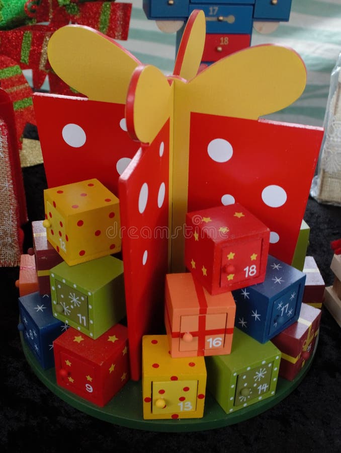 Christmas Advent Boxes Stacked in a Present Format Stock Image - Image ...